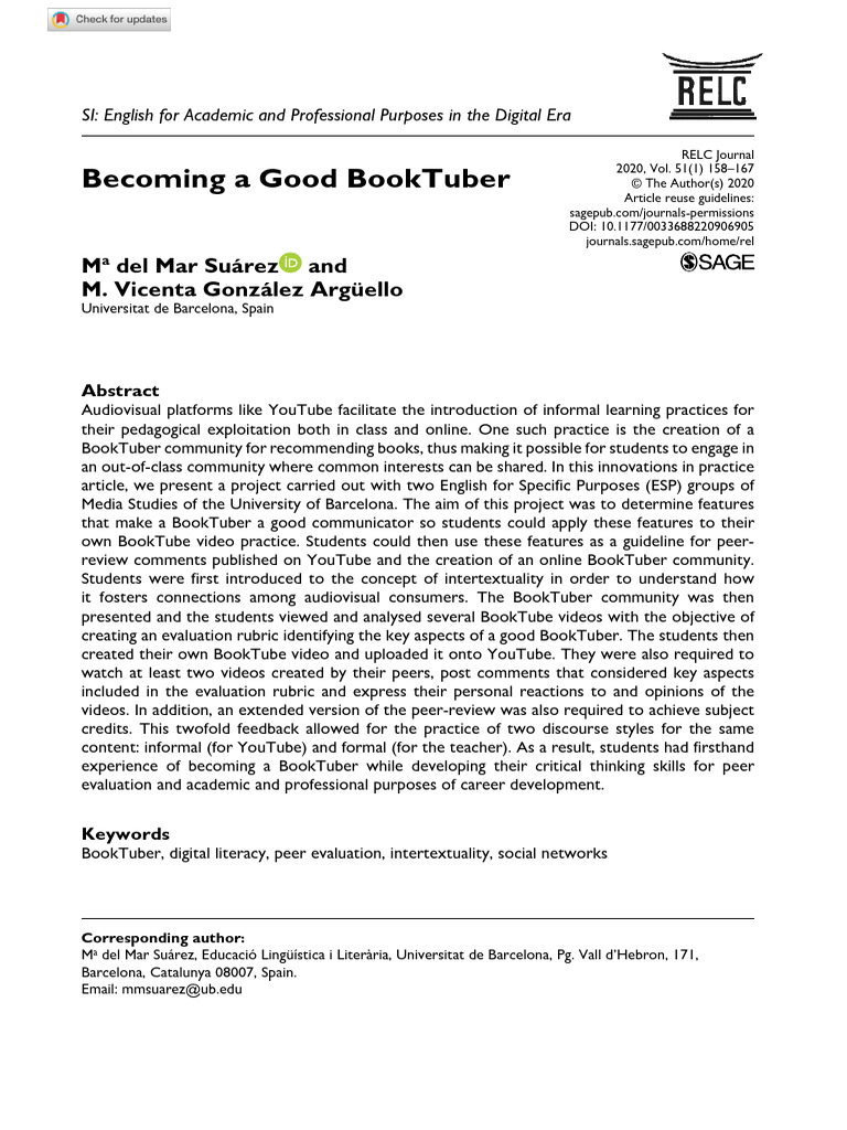 Catalan BookTubers in Media Studies | PDF | You Tube | English As A Second Or Foreign Language