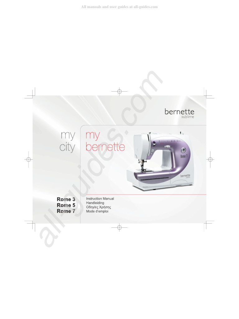 Bernette Rome 5 Sewing Machine Instruction Manual | PDF | Sewing ...