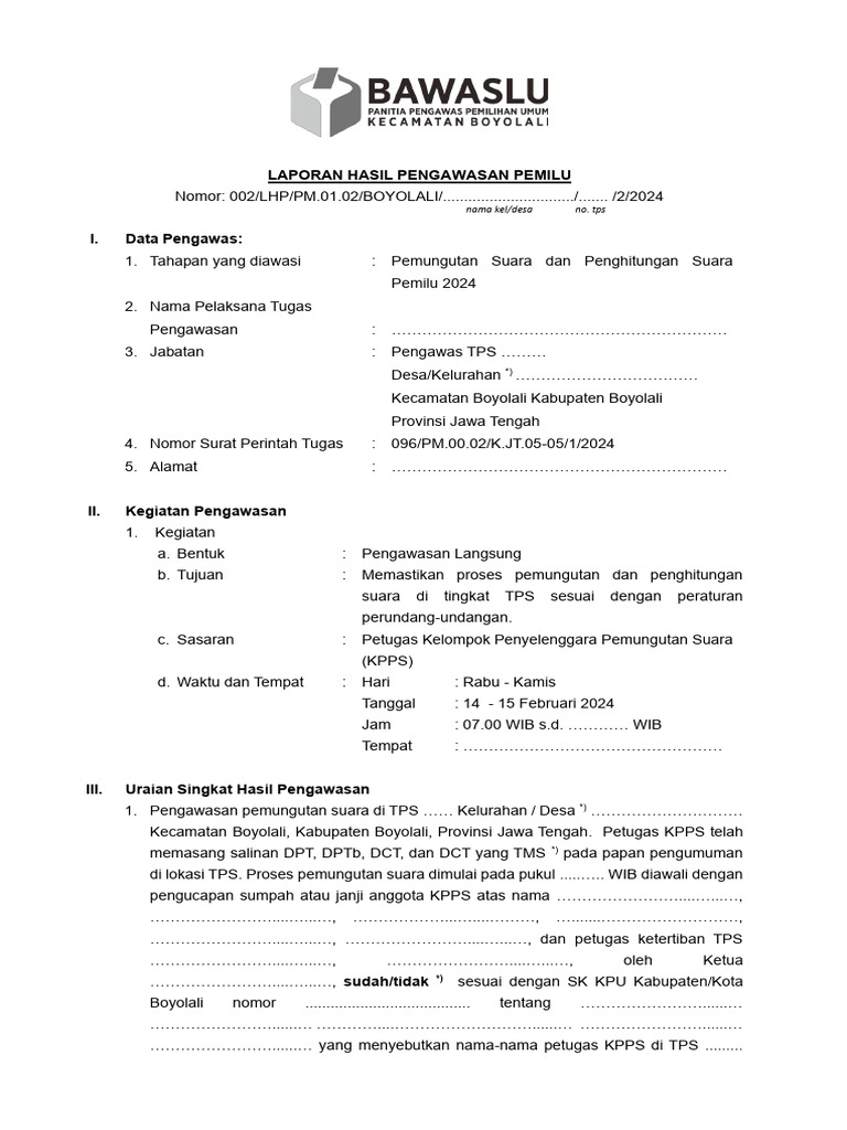 Laporan Hasil Pengawasan Pemilu 2 | PDF