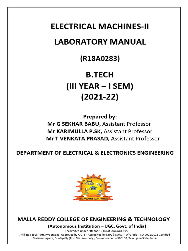 Electrical Machines II | PDF | Electric Motor | Transformer