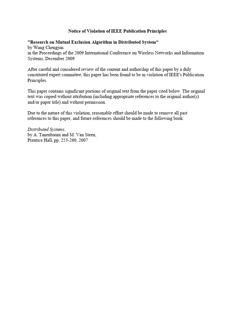 Mutual Exclusion Algorithm in Distributed System IEEE | Download Free ... Mutual Exclusion Algorithm in Distributed System IEEE | Download Free ...