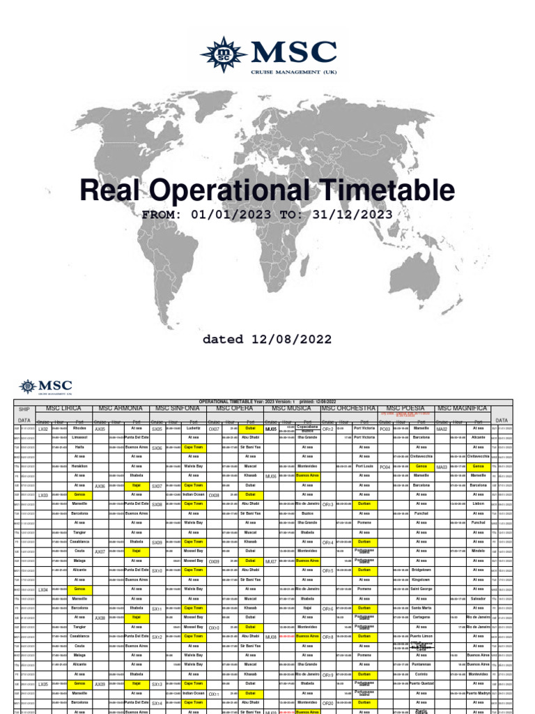 MSC 2023 Operational Timetable | PDF | Ships | Shipping