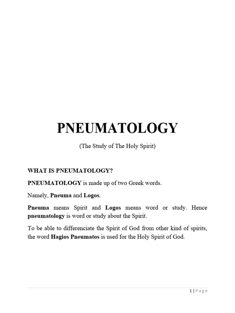 Understanding Pneumatology and the Holy Spirit | PDF | Acts Of The ...