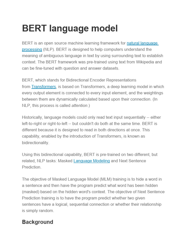 BERT Language Model | PDF | Systems Science | Human Communication