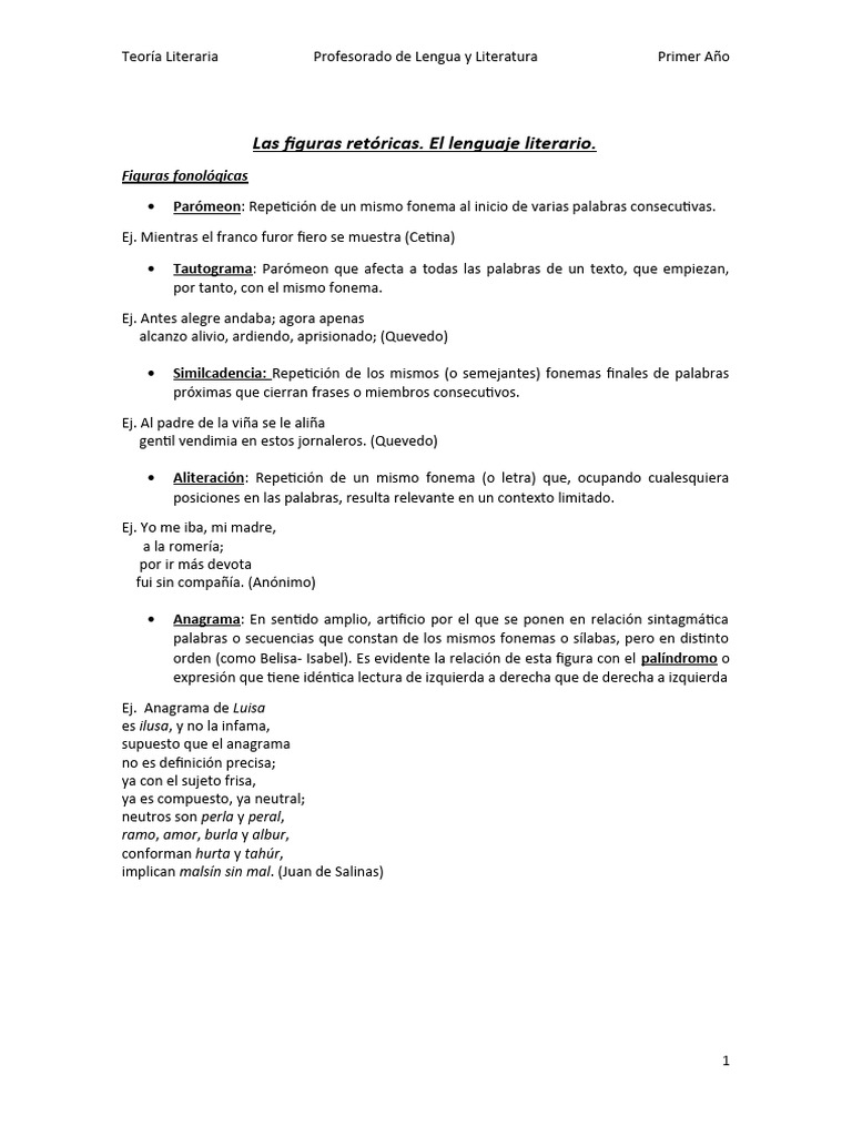 Figuras Retóricas en Lengua y Literatura | PDF | Artes del Lenguaje y ...