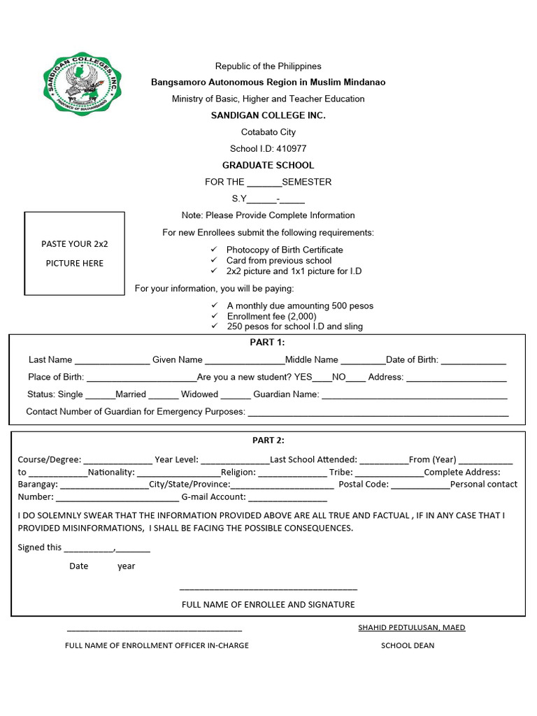 Enrolment-form_SANDIGAN | PDF