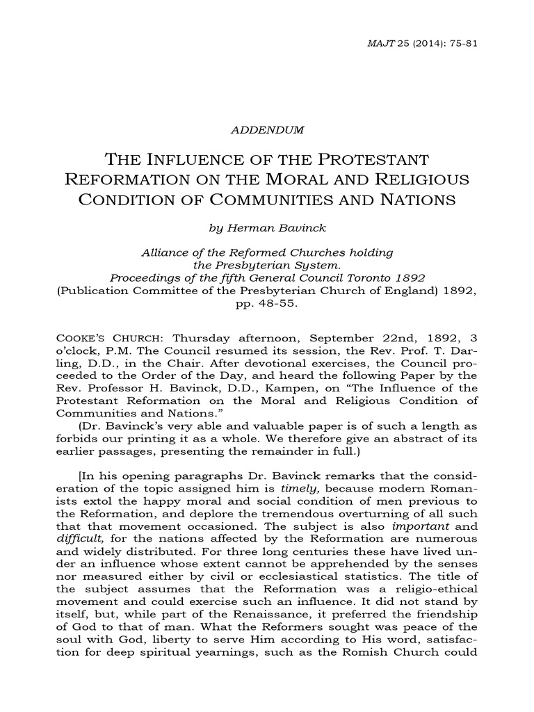 Bavinck 2014 Influence | PDF | Calvinism | Lutheranism
