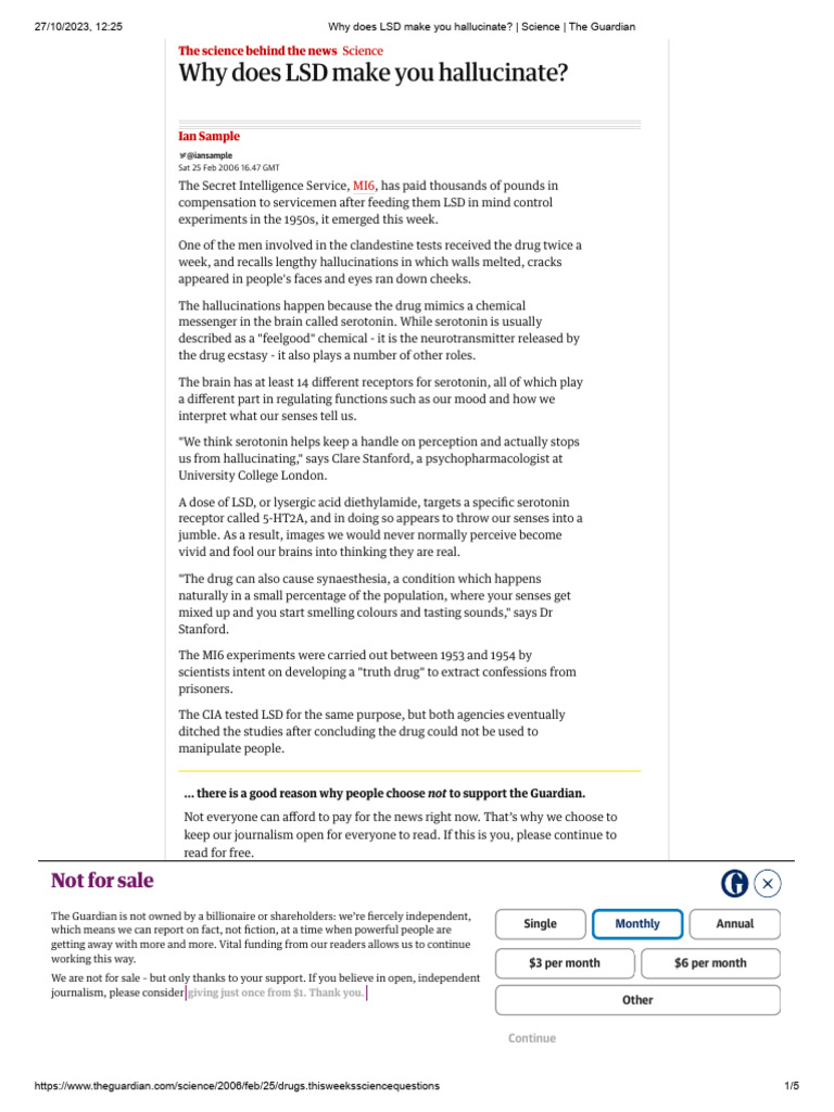 LSD's Hallucination Science | PDF | Senses | Serotonin