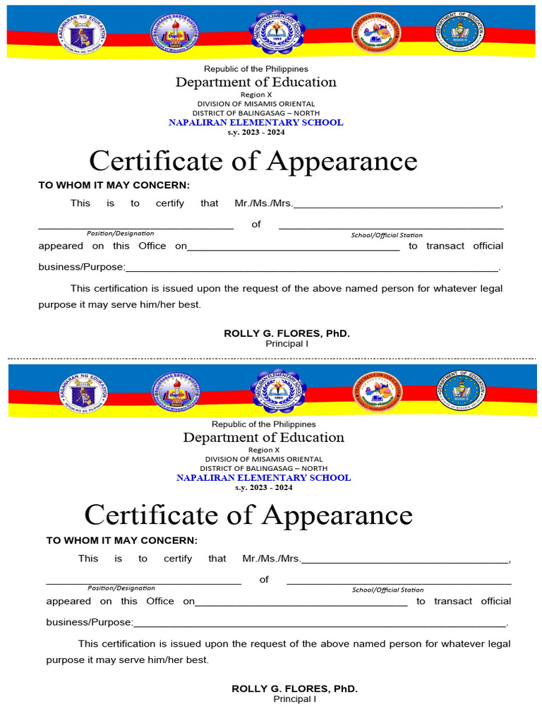 Certificate of Appearance | PDF