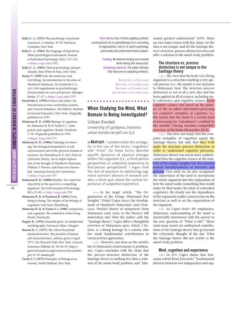 018.kordes - Domain of Mind | PDF | Experience | Mind