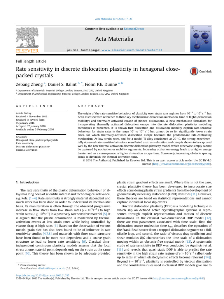 Rate Sensitivity in Discrete Dislocation Plasticity in Hexag - 2016 ...