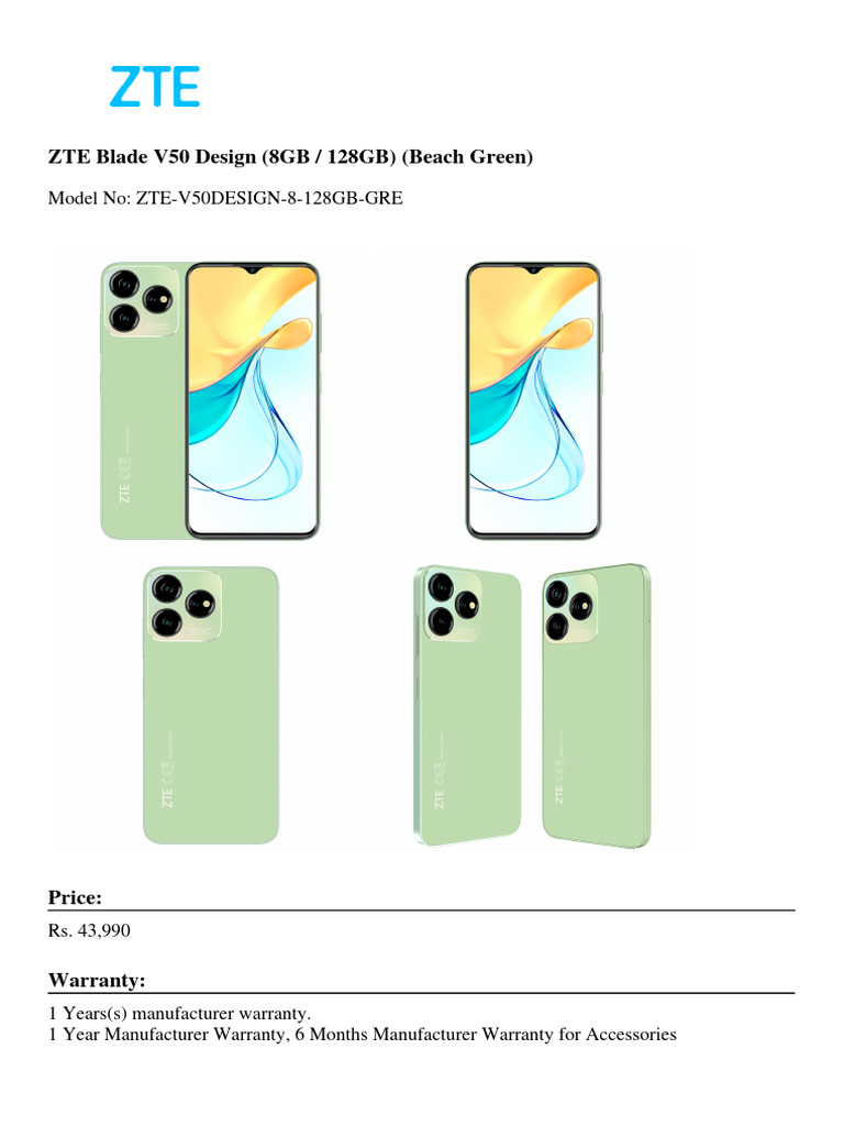 Product Brochure Zte V50design 8 128gb GRE | PDF | Lte (Telecommunication) | Personal Digital ...