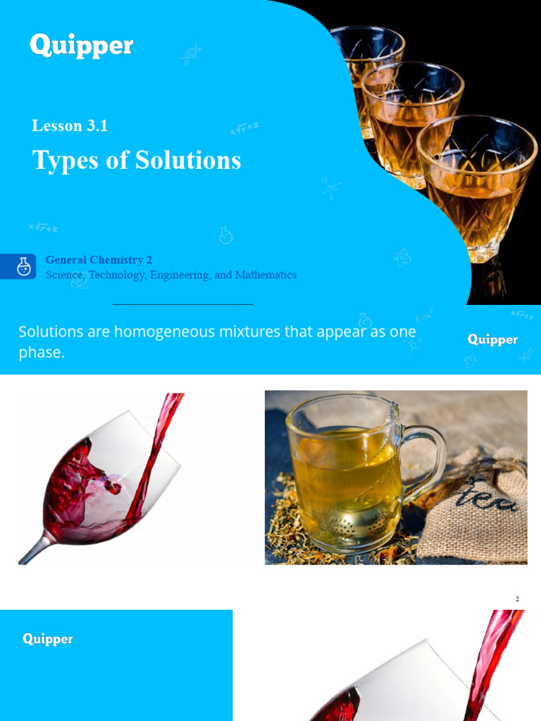 Types of Solutions in Chemistry | PDF | Solubility | Concentration