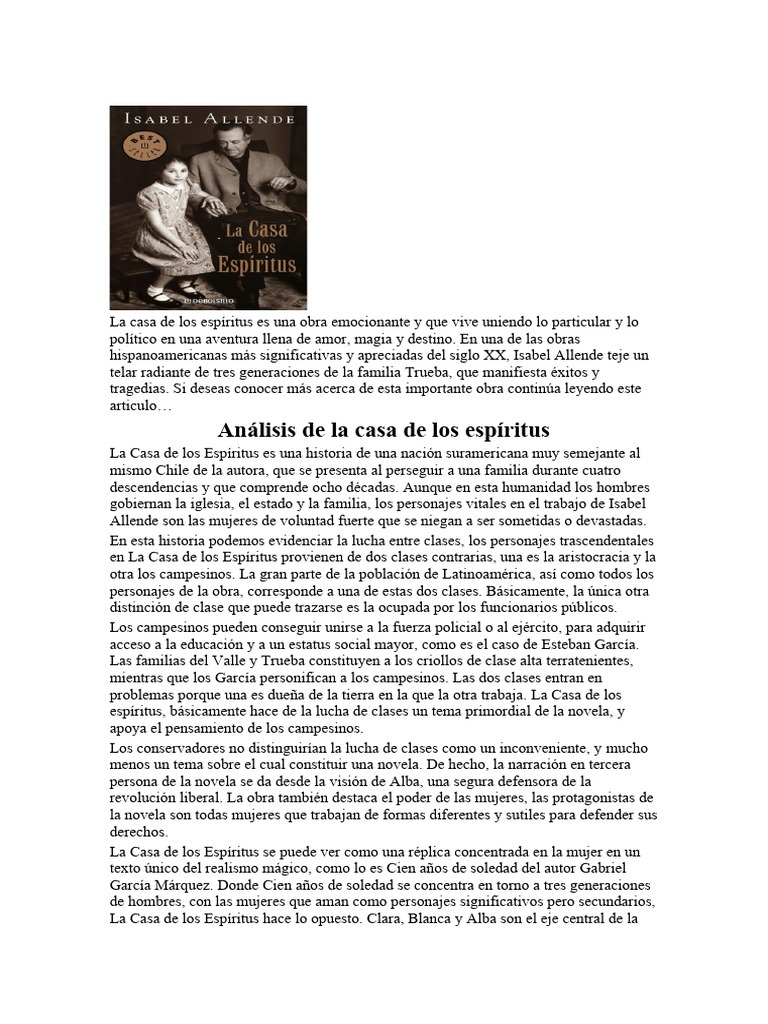 La Casa de Los Espíritus | PDF