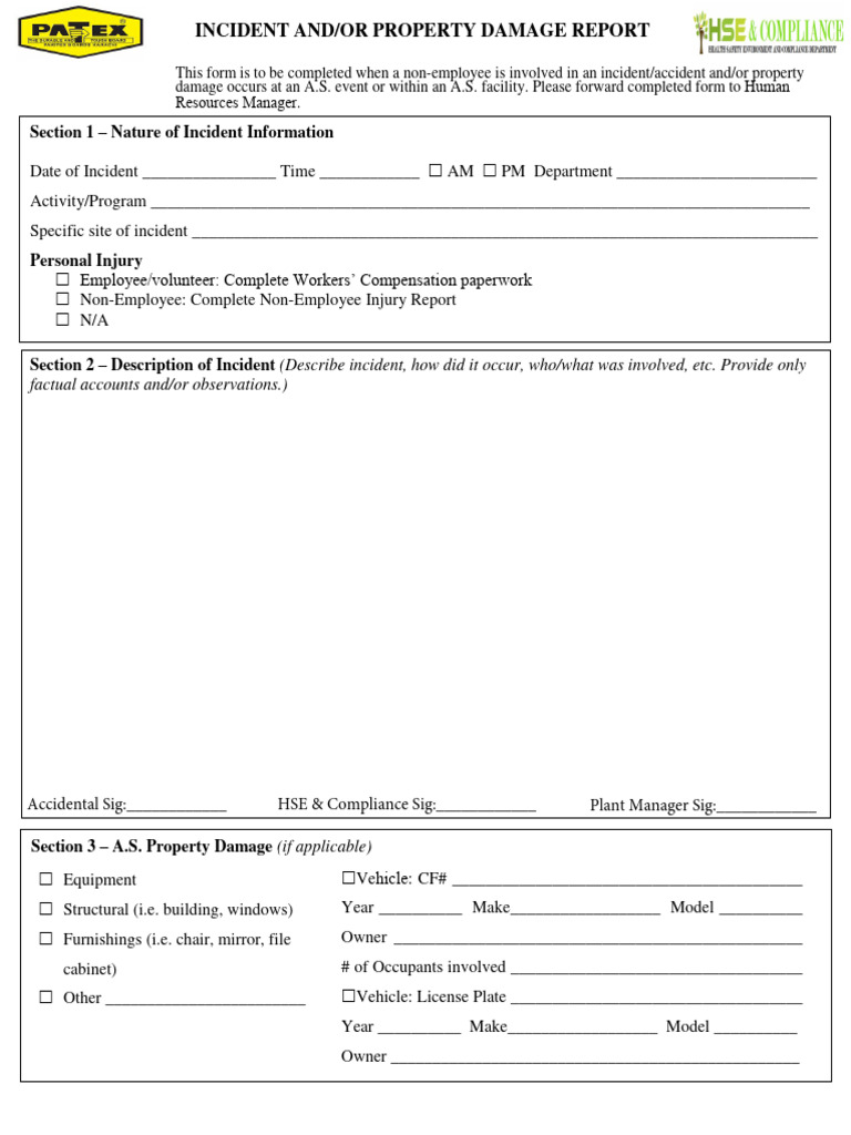 Equipment Damage Report & Incident - Form | Download Free PDF | Business