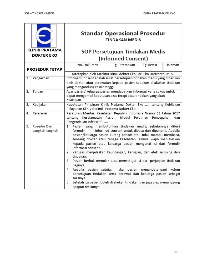 Sop Persetujuan Tindakan | PDF