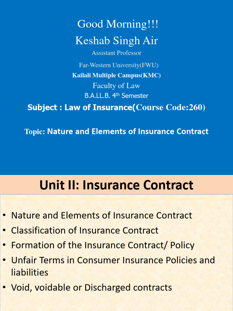 Unit-2.1 Insurance Contract | PDF | Insurance | Life Insurance