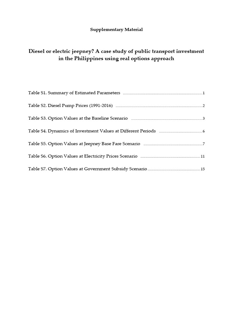 Diesel or Electric Jeepney A Case Study of Public Transport Investment ... Diesel or Electric Jeepney A Case Study of Public Transport Investment ...