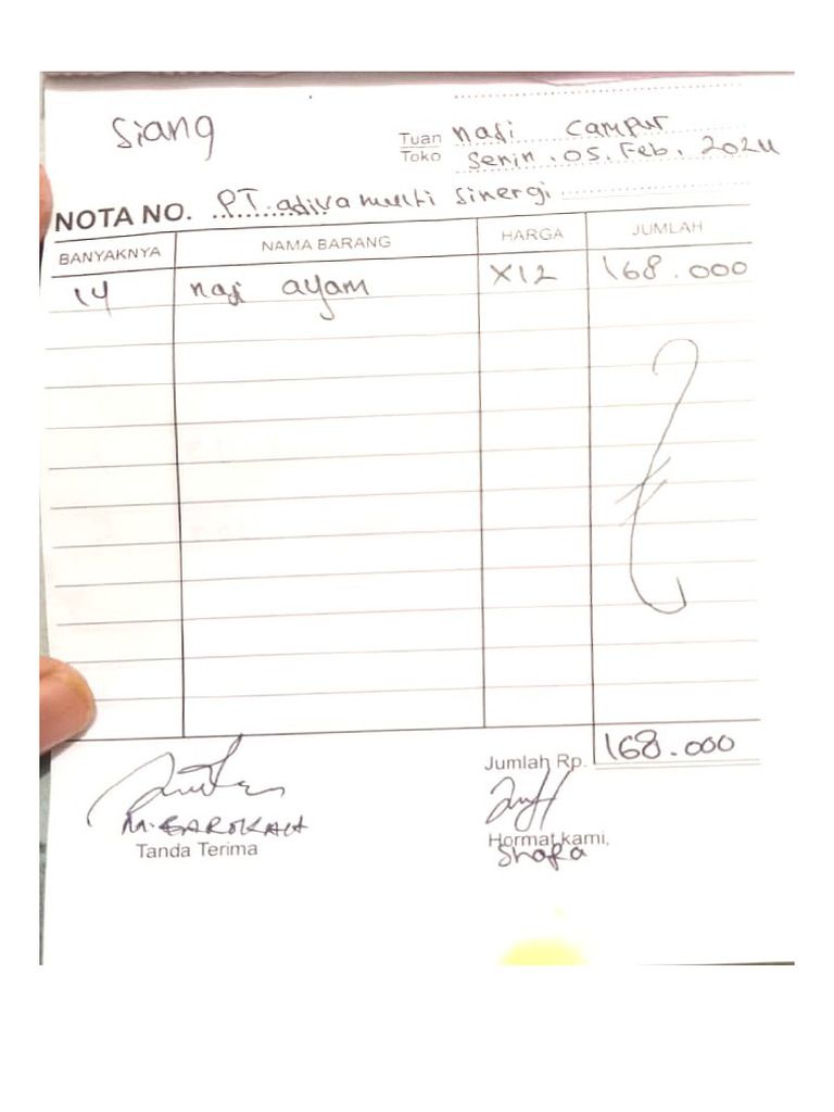 Gambar Tagihan Nota Makan Panbil (5 Feb - 9 Feb) | PDF