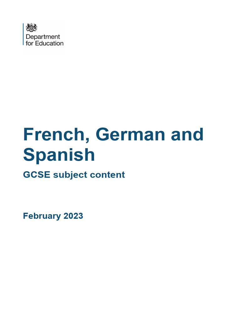 French German and Spanish GCSE Subject Content | PDF | English Language ...