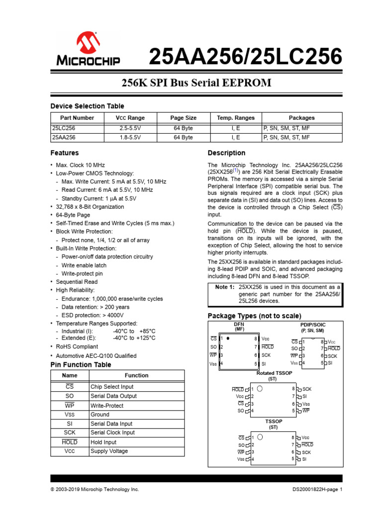 25AA256 25LC256 256K SPI Bus Serial EEPROM 20001822harc2 | PDF | Integrated Circuit | Electronic ...