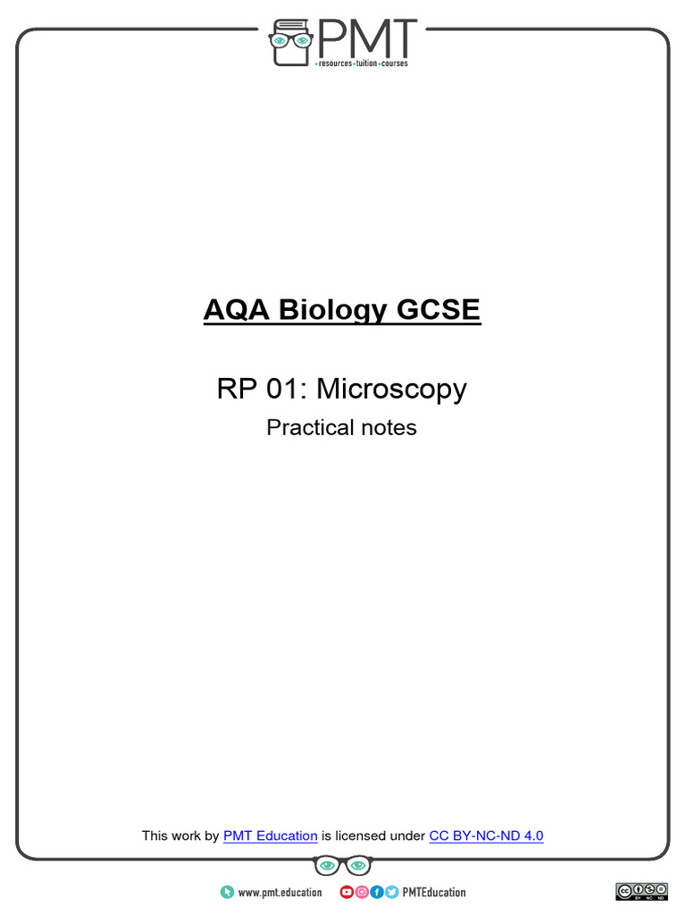 Notes - RP 01 Microscopy - AQA Biology GCSE | PDF