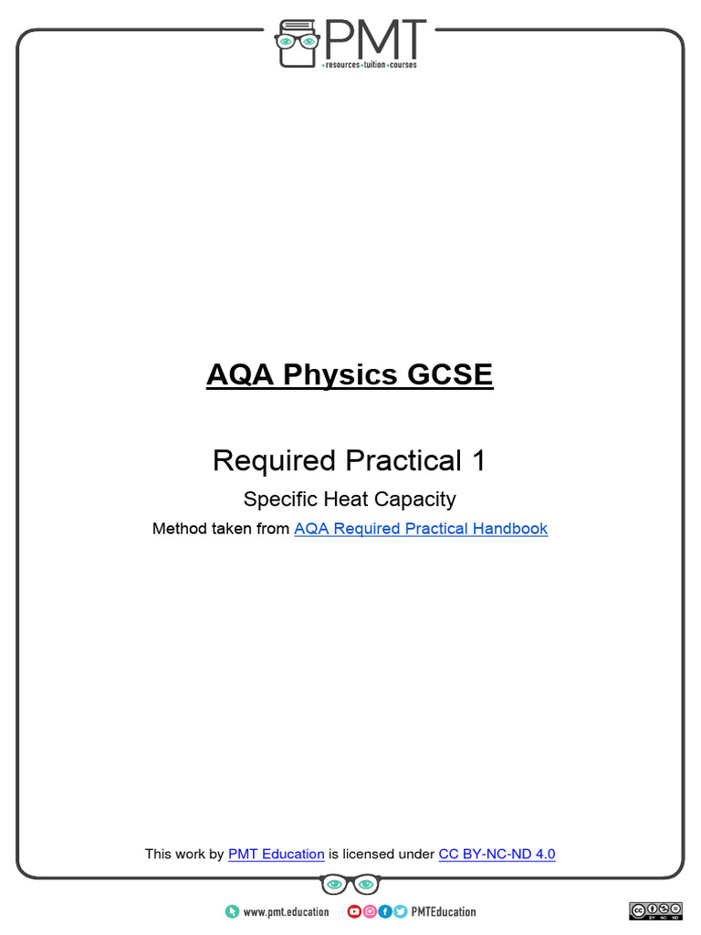 AQA Specific Heat Capacity Practical Guide | PDF