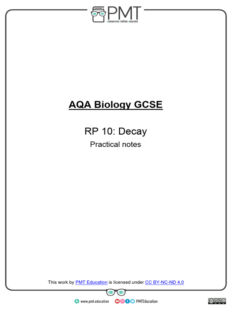 Notes - RP 10 Decay - AQA Biology GCSE | PDF | Celsius | Ph