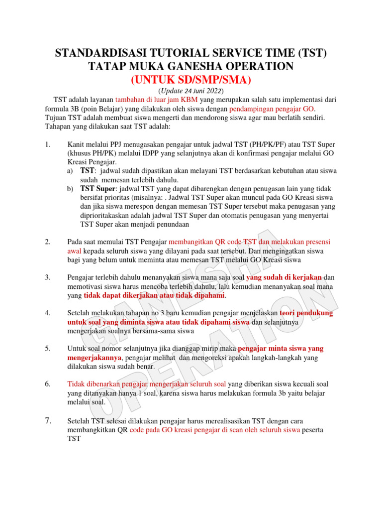 Standarisasi TST Offline | PDF