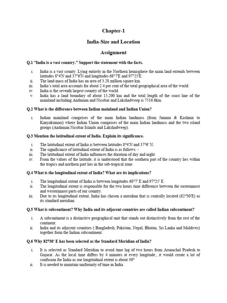 India's Latitudinal and Longitudinal Extent | PDF | Indian Subcontinent ...