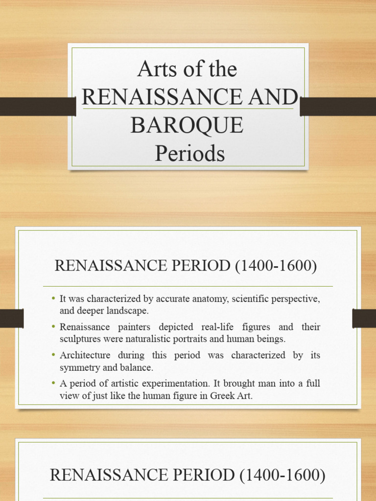 Arts of The RENAISSANCE AND BAROQUE Periods | PDF