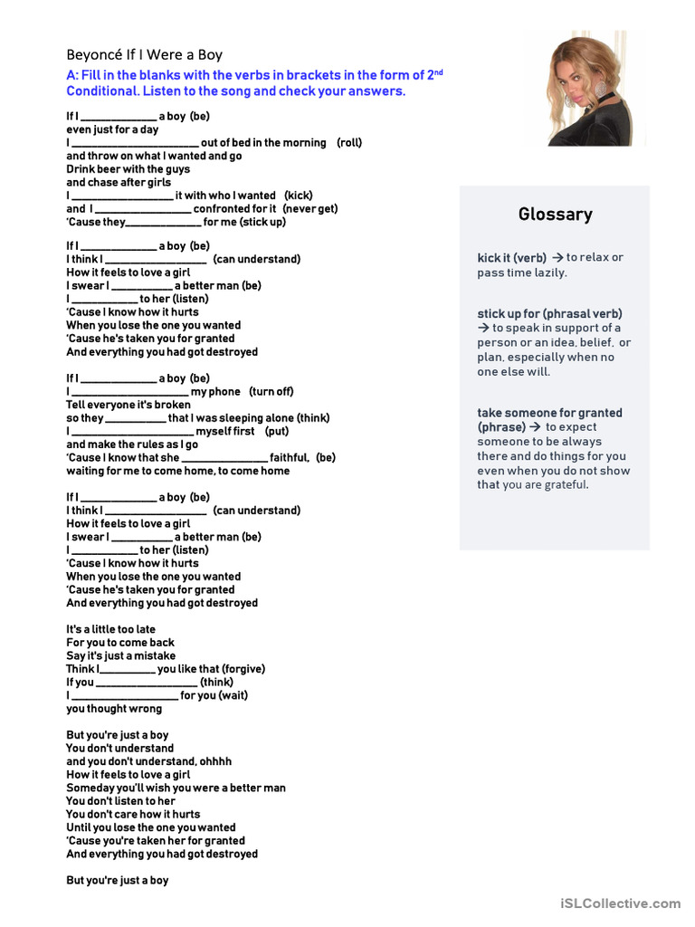 2nd Conditional Beyonce If I Were A Boy | PDF