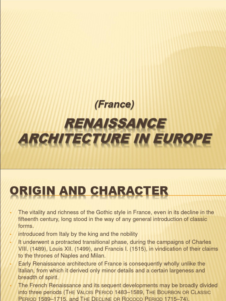 Renaissance Architecture in France | PDF | Gothic Architecture ...
