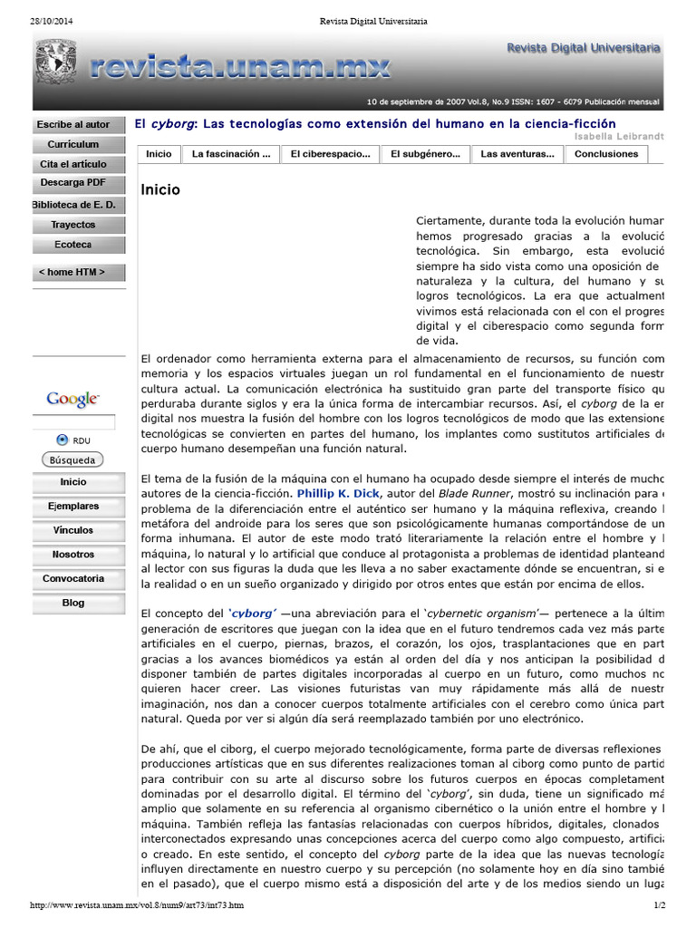 Revista Digital Universitaria | PDF | Cyborg