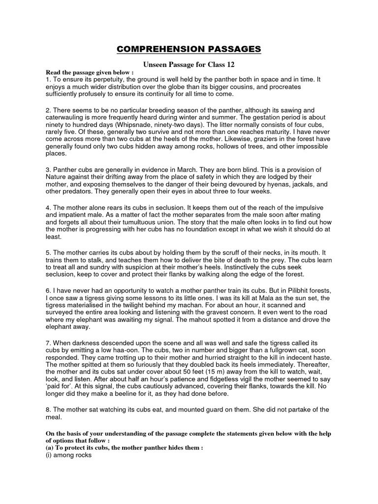 Comprehension Passages Isc New | PDF