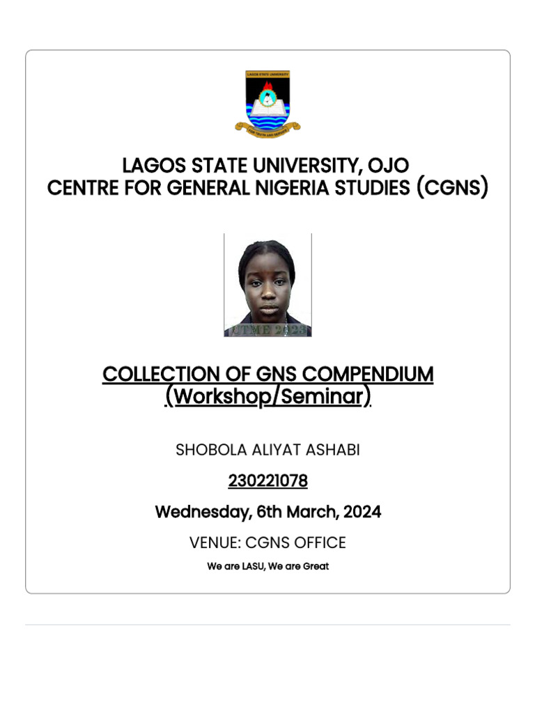 LASU - GNS Schedule | PDF | Science & Mathematics