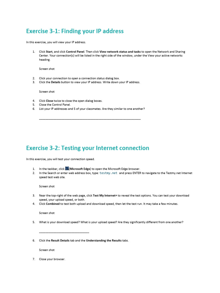 Lab Exercise - Lesson 3 | PDF | Computer Network | Network Interface Controller