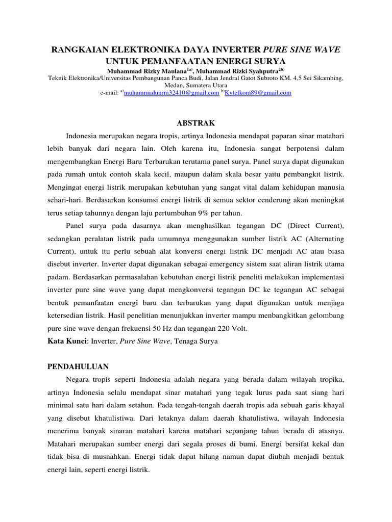 Rangkaian Elektronika Daya Inverter Pure Sine Wave Untuk Pemanfaatan ...