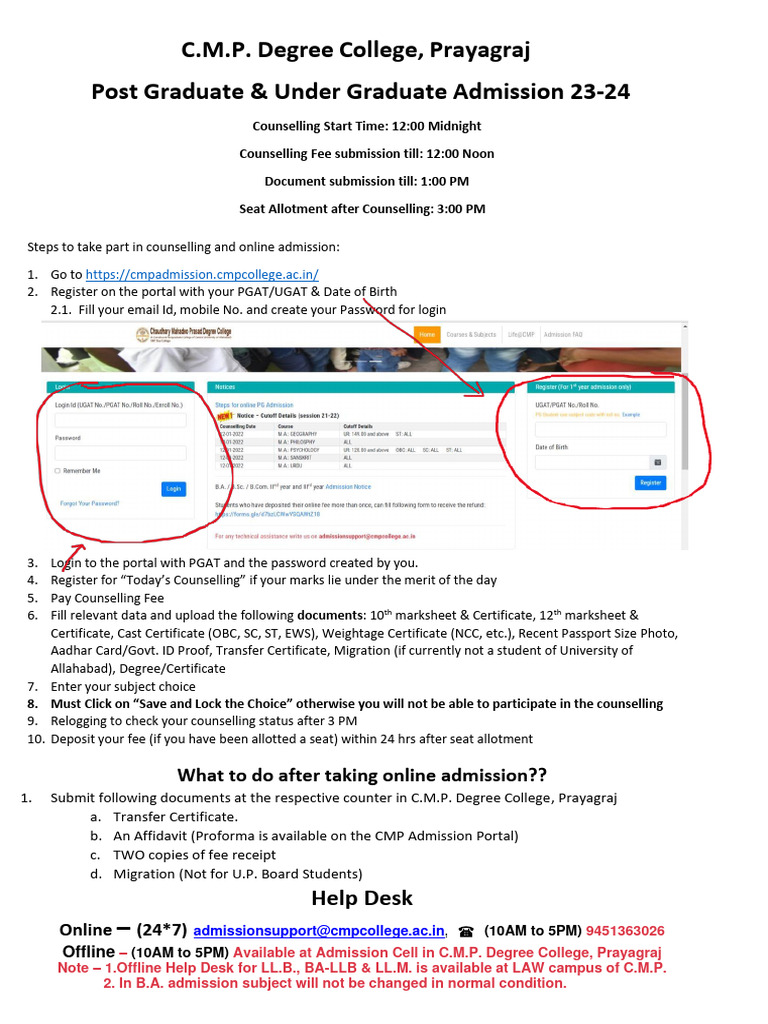 Steps For Online Admission09082023 | PDF | Bachelor Of Arts