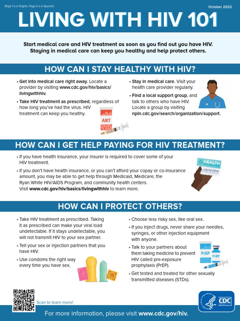 CDC Hiv Consumer Info Sheet Living With Hiv 101 | PDF | Hiv | Hiv/Aids