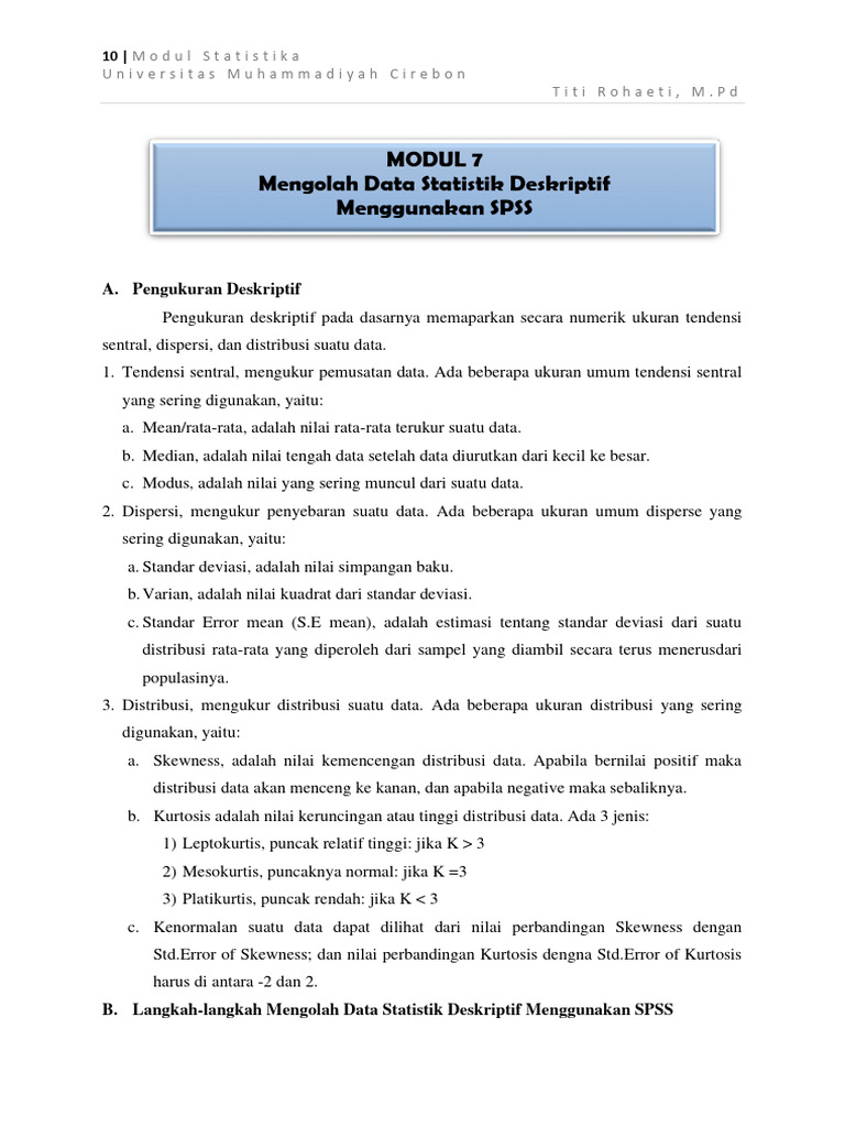 Modul 7 Statistika Spss | PDF | Metode & Bahan Ajar