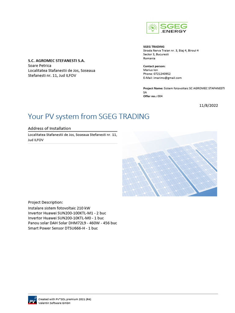 210 kW Photovoltaic System Overview | PDF | Photovoltaics ...