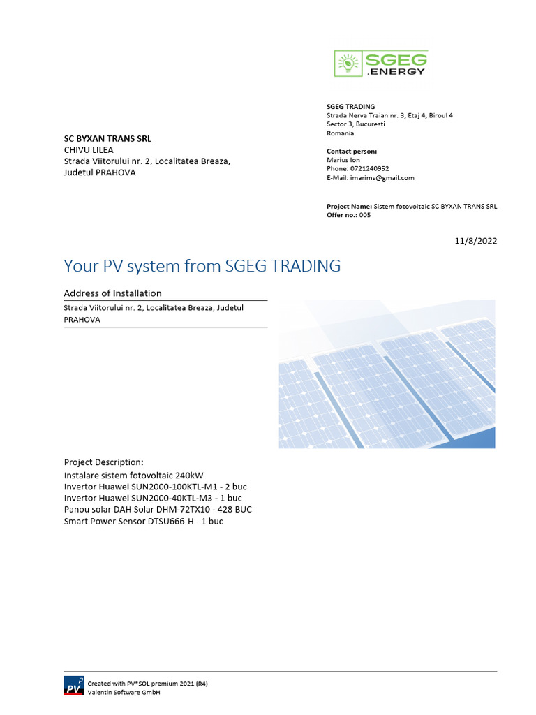 240kW PV System Installation Report | PDF | Photovoltaics ...