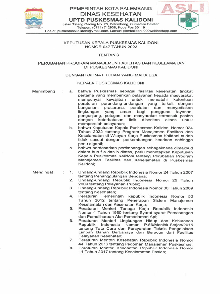 1.4.1 Ep A.1 SK Penanggung Jawab MFK | PDF