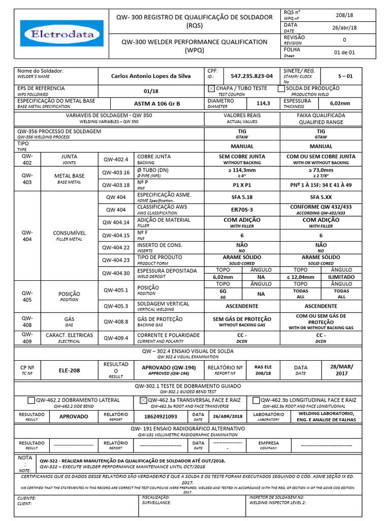 296 Tig 6G | PDF | Soldadura | Construção