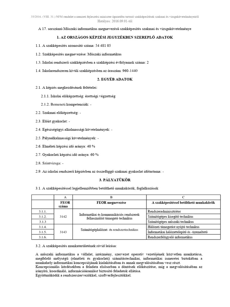 54 481 05 Muszaki Informatikus 2016 | PDF