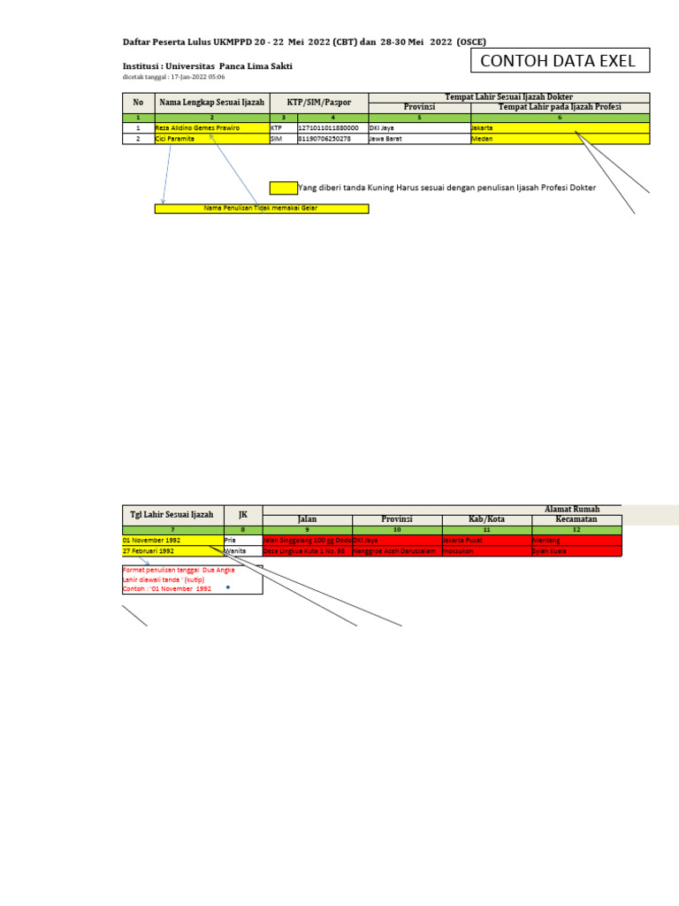 Contoh Data Excel | PDF