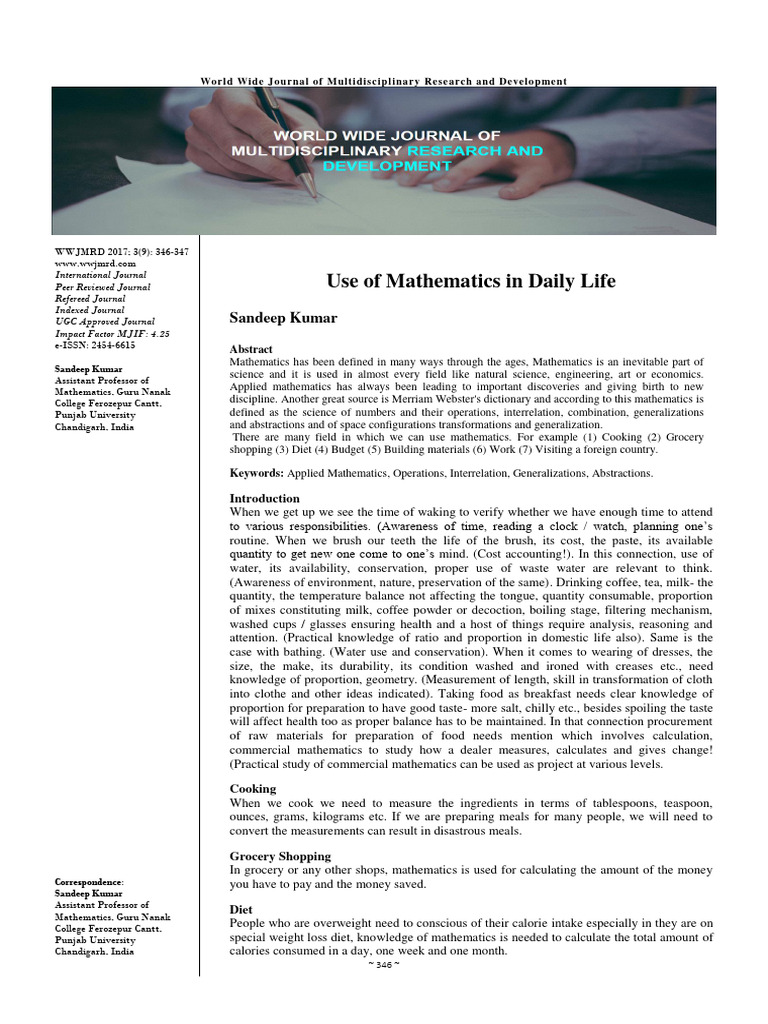 Everyday Applications of Mathematics | PDF | Mathematics | Coffee