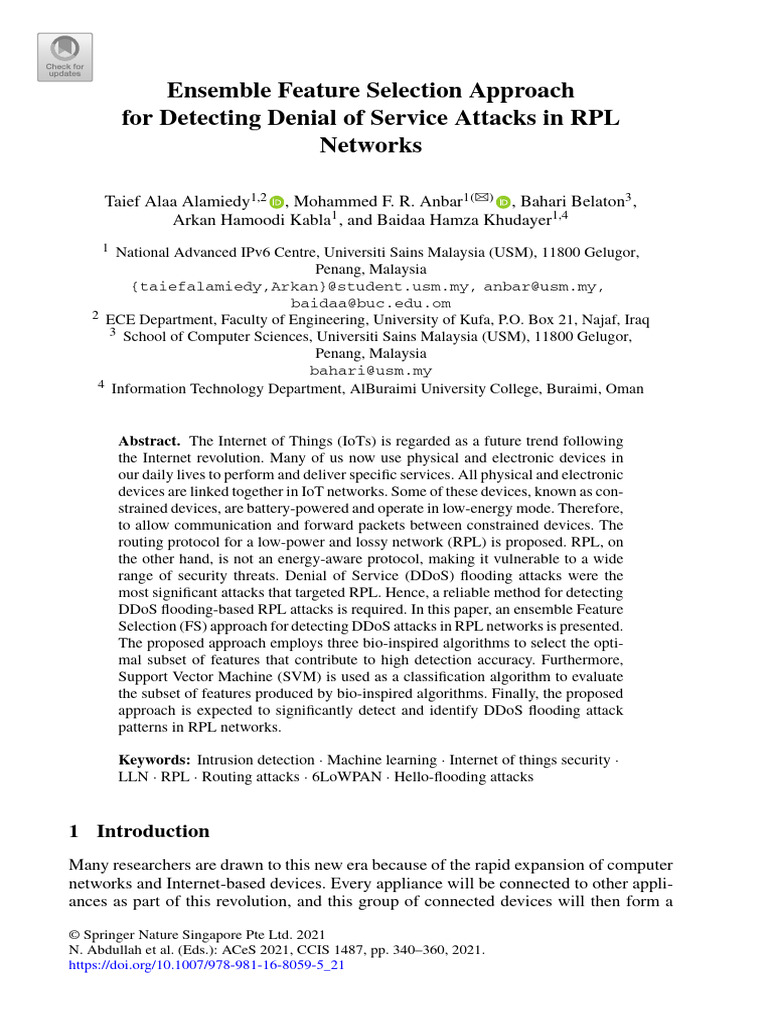 Alamiedy, 2021 | PDF | Computer Network | Sensitivity And Specificity