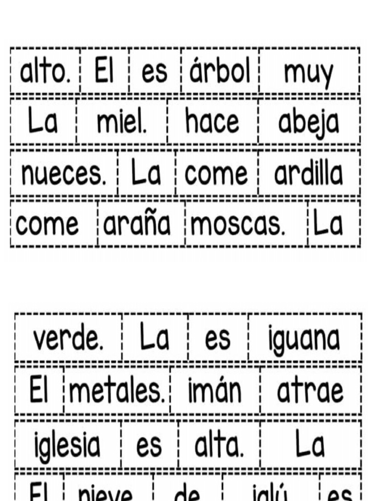 Fichas para Formar Oraciones | PDF